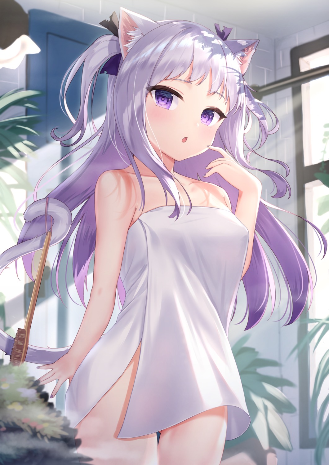 tsuki usagi animal ears nekomimi tail towel | #907221 | yande.re